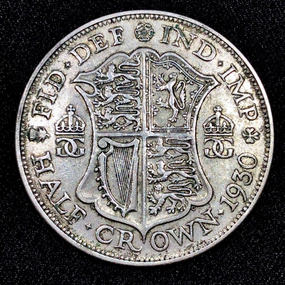 UNITED KINGDOM. 1930 GEORGE V HALF CROWN. KEY DATE COIN. SILVER 500 ...