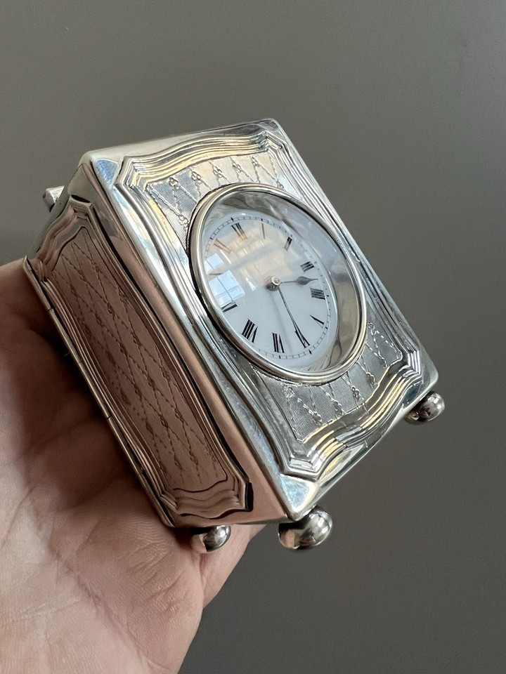 Antique Solid Silver Miniature Carriage Clock, London 1911 Hallmarks ...
