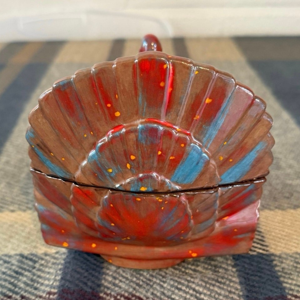 Hand painted ceramic turkey trinket box thanksgiving decor paint studio ...