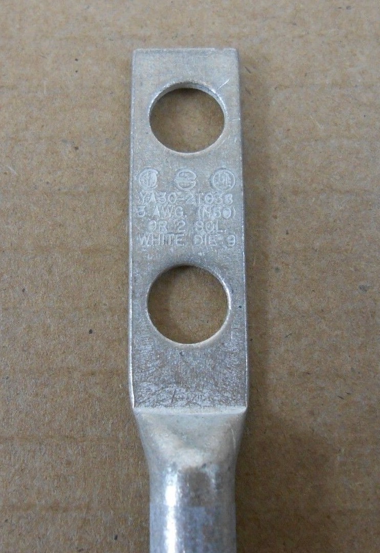 1 NEW BURNDY YA30-2TC38 YA302TC38 COMPRESSION TERMINAL LUG 3AWG WHITE ...