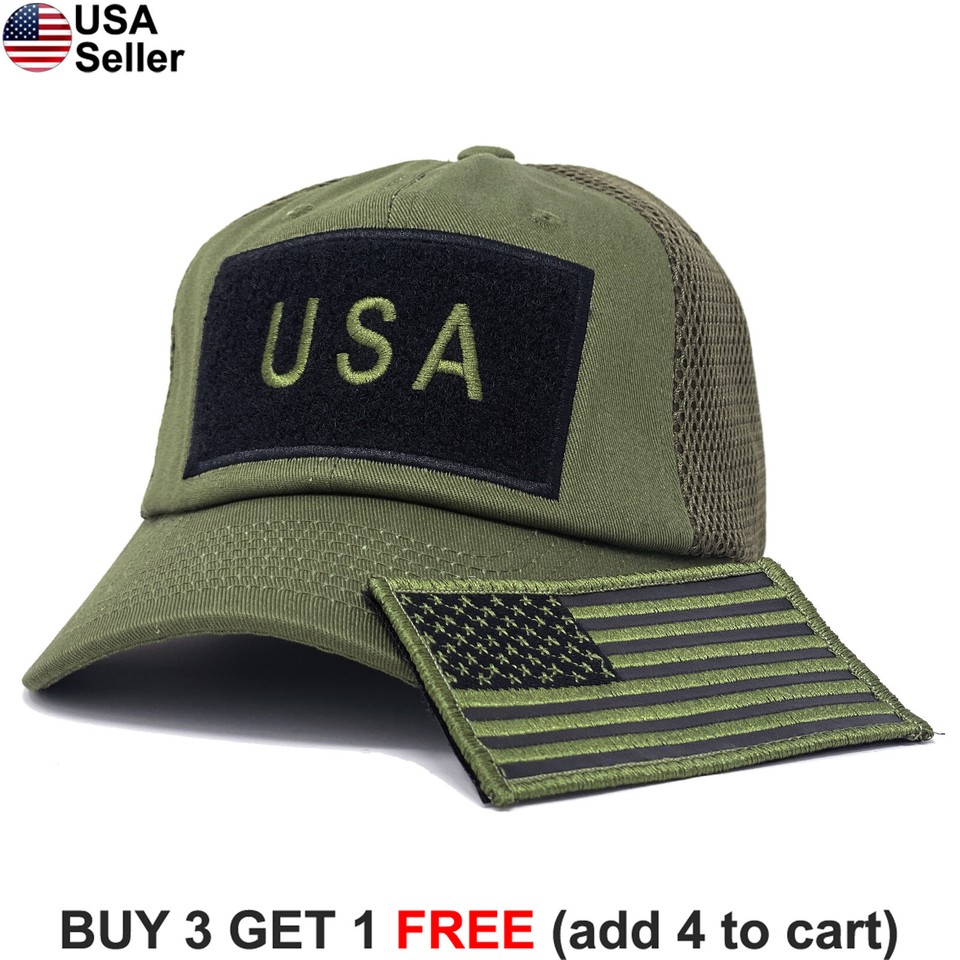 US Tactical American Flag Patch Cap Hat USA Detachable Logo Armed ...