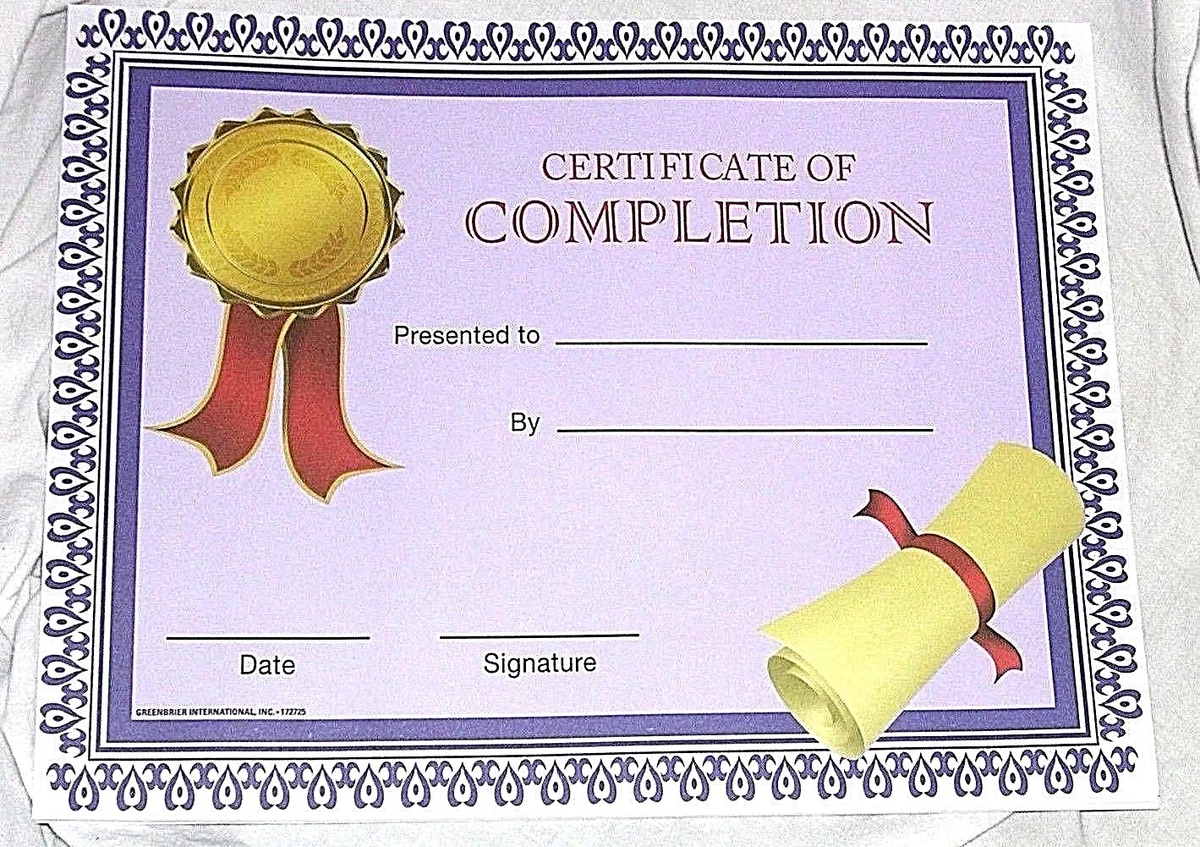 Blank Certificate Of Completion