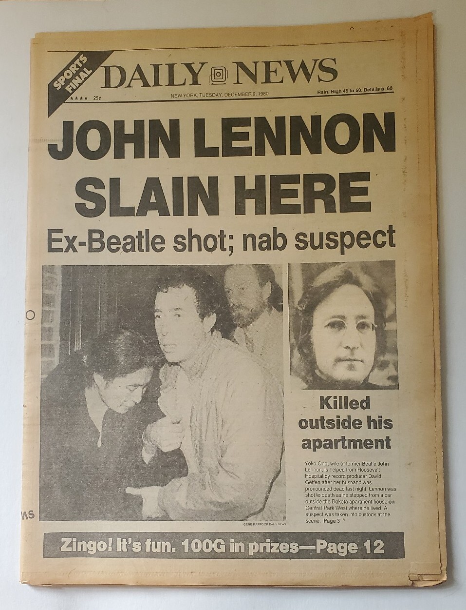 Daily News December 9 1980 John Lennon Assassination Beatles | eBay
