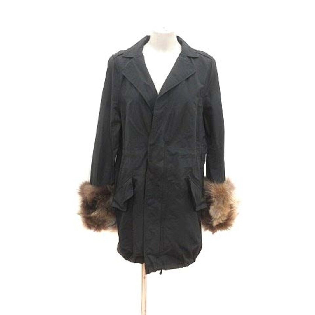 Emoda Chester Coat Zip Up Raccoon Fur S Black YK Used Emoda Chester Coat Zip Up Raccoon Fur S Black YK Used