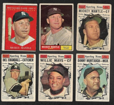 1961 Topps Lot of 218, 3 Mantles, Mays, High Numbers, Low Grade with a ...