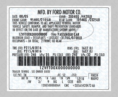 Custom Label Sticker for Ford 2U5A-5420472 3520472 1520472 | eBay