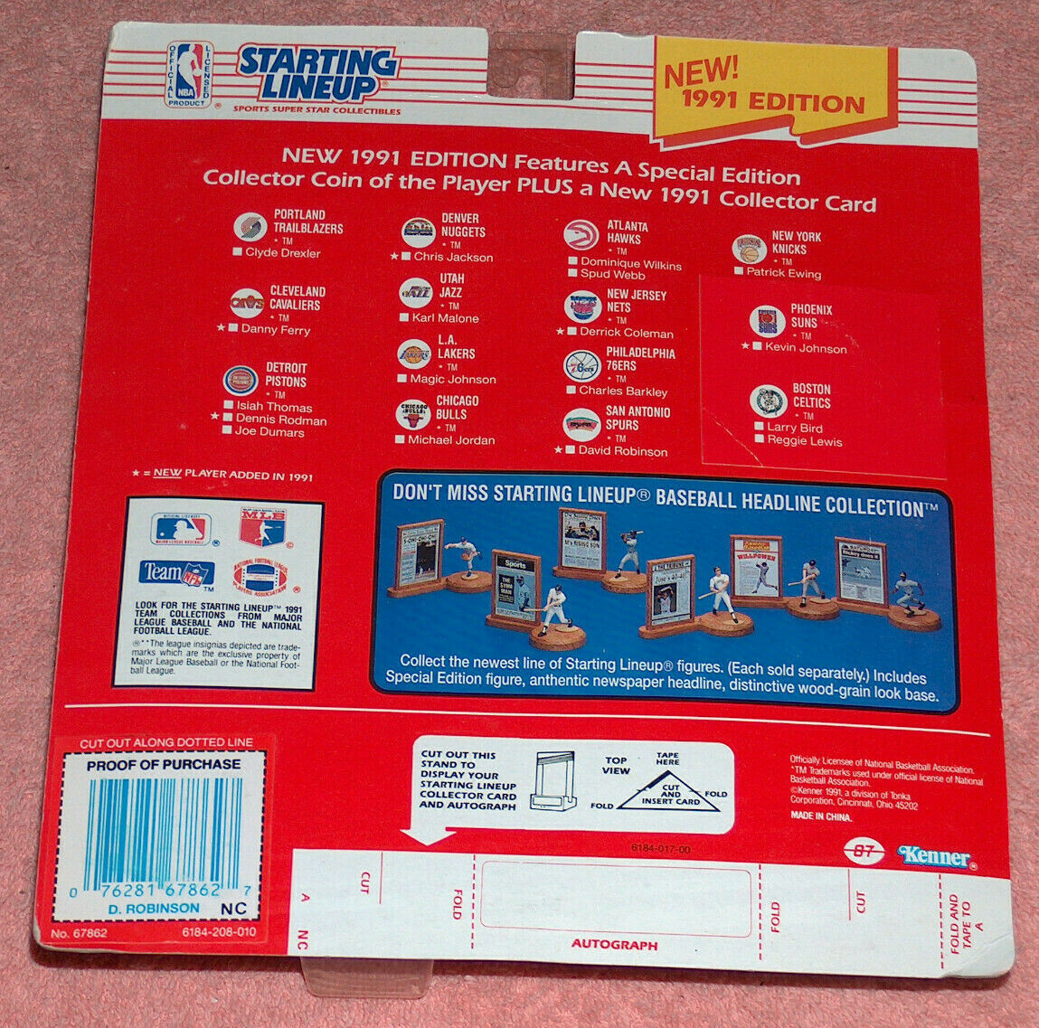 1991 David Robinson Spurs Starting Lineup Figure w/ Card Sealed in Box ...