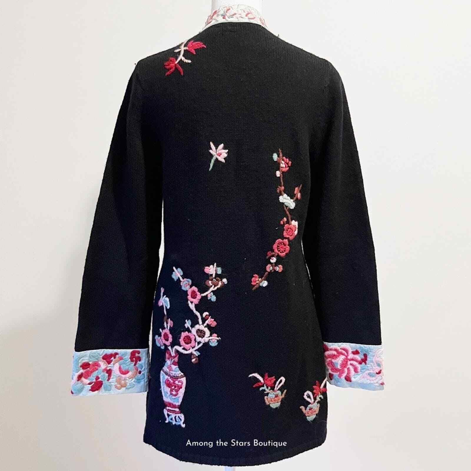 Rare Vintage Early 2000s Embroidered Wool Cardigan Co… - Gem