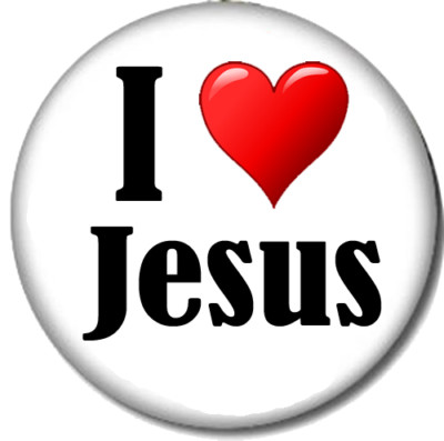 I Love Jesus Pin-Back Button - Christian Heart Lord Savior Christ ...