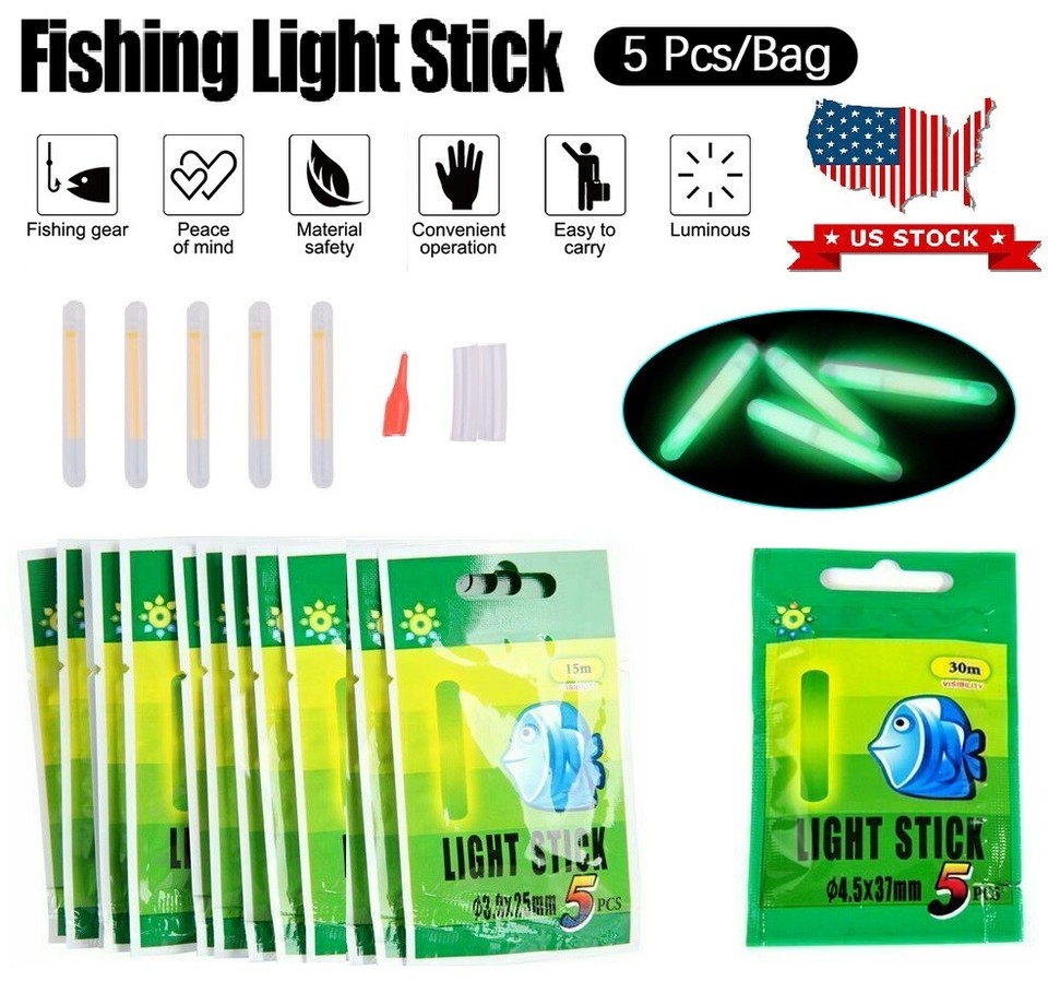 50× Fishing Float Glowing Sticks Night Clip On Dark Fluorescent Green ...