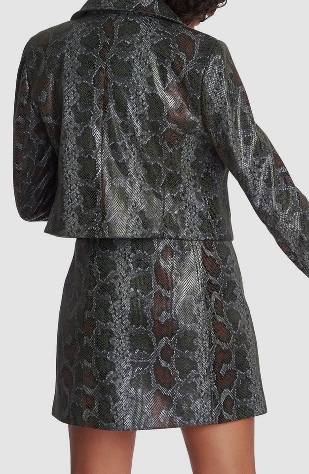 $364 1. State Women's Green Snakeskin Print Full Zip Moto Jacket Coat ...