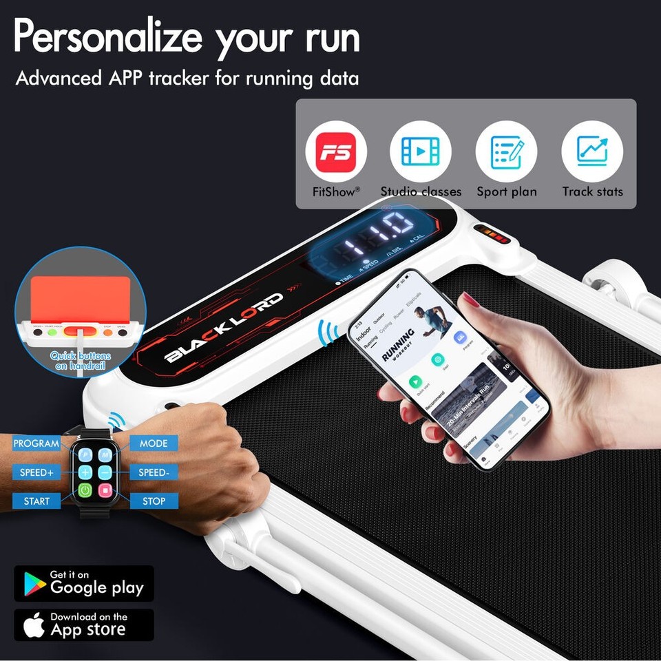 BLACK LORD Treadmill Electric Walking Pad Incline Shock Absorbers ...