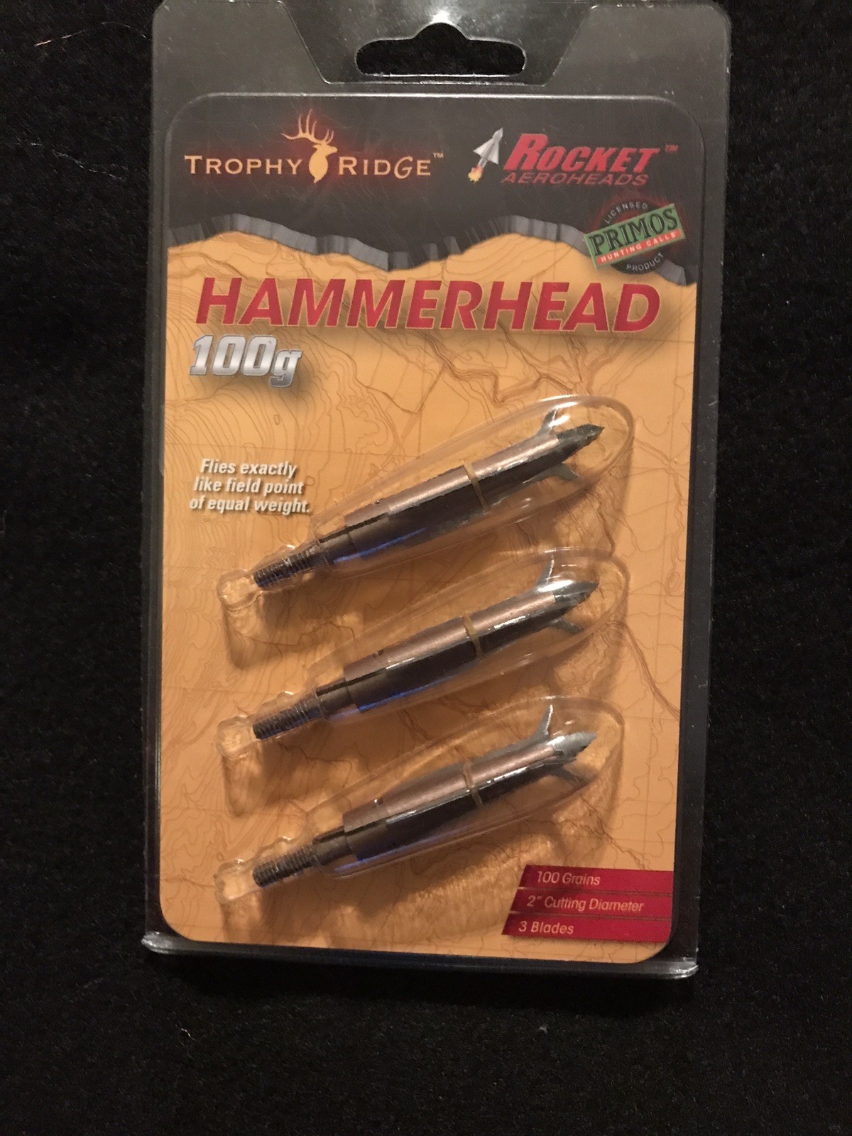 Trophy Ridge Rocket Aeroheads Hammerhead Broadheads 100g 3 blade 2” Cut ...