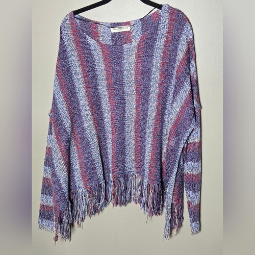 Natural Life Boho Hippie Festival Cottagecore Fringe Poncho Sweater ...