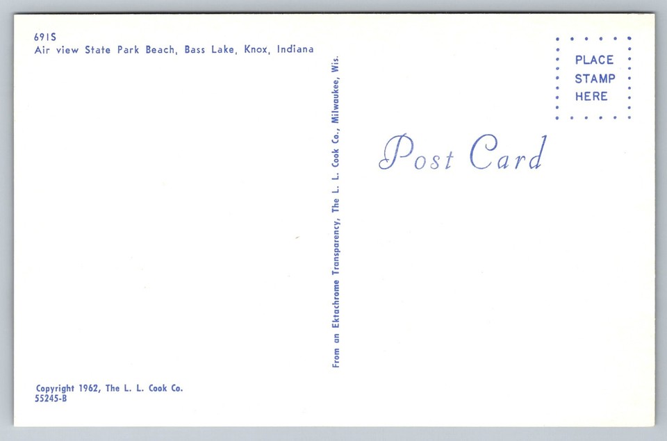 Knox Indiana Aerial View State Park Beach Bass Lake 1962 Vintage ...