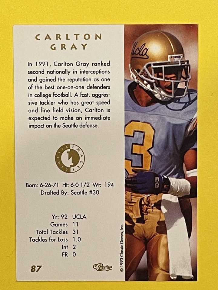 Carlton Gray 1993-94 Images Four Sport Rookie #87 Seattle Seahawks | eBay