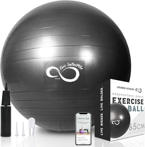 Exercise Ball (55Cm-95Cm) Extra Thick Professional Grade Balance ...