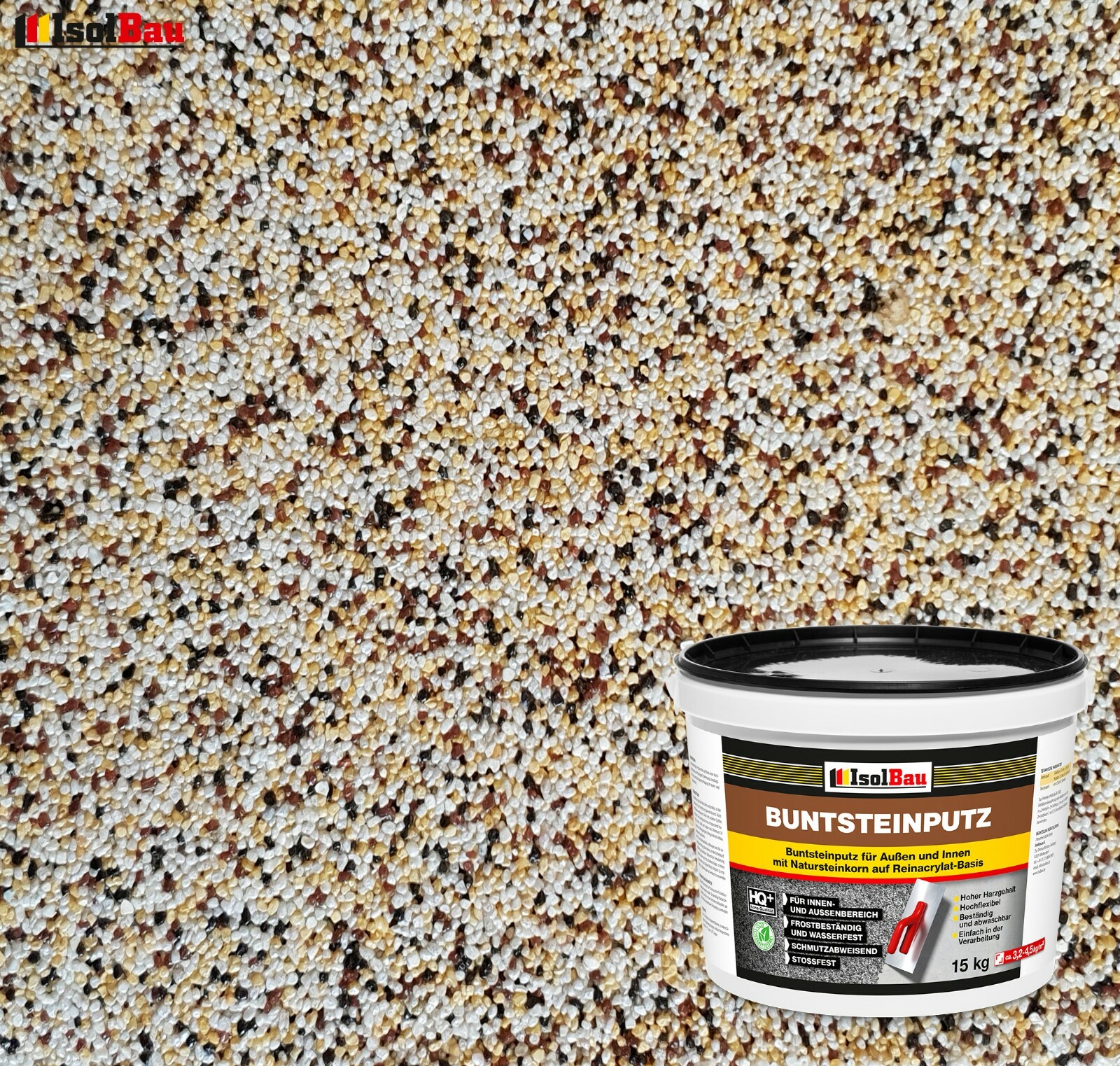 Buntsteinputz Mosaikputz BP 50 (weiss, gelb, braun, schwarz) 15 kg ...