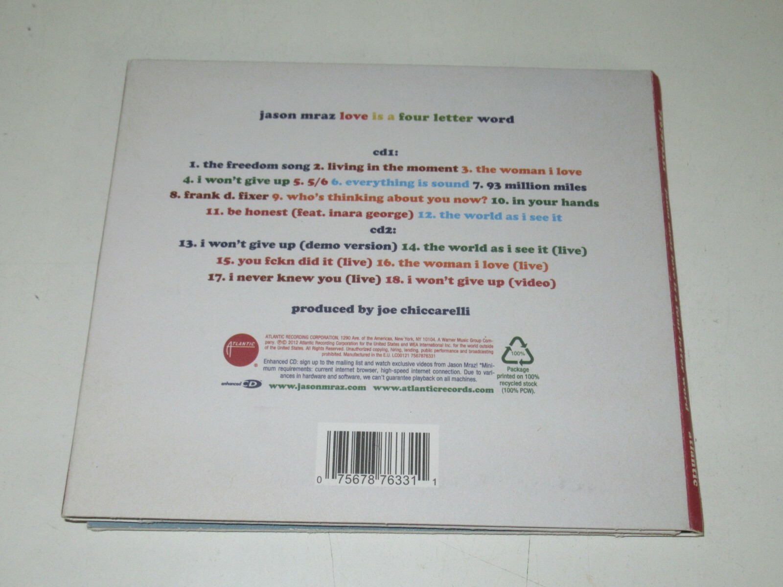 Jason Mraz ‎– Love Is A Four Letter Word / Atlantic ‎– 7567876331 2XCD ...