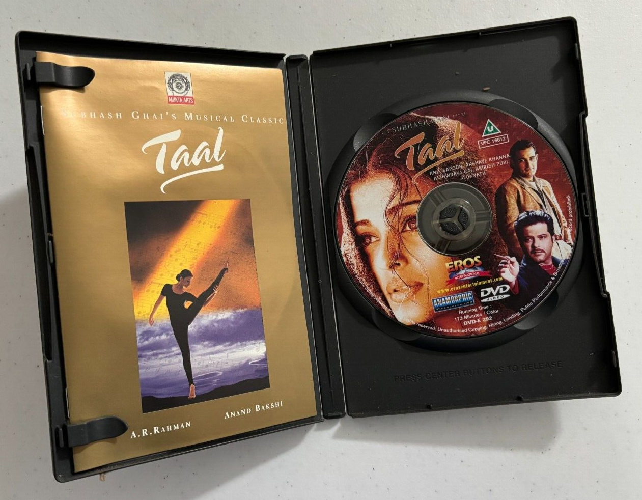 Taal Hindi Bollywood Movie DVD Widescreen Aishwarya Rai Anil Kapoor A ...
