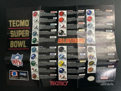 Tecmo Super Bowl TEC-SNS-7T-US SNES Super Nintendo Insert Poster Only ...