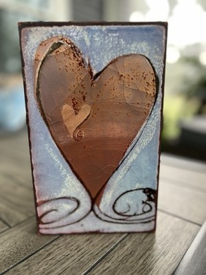 Houston Llew Spiritiles Turner Heart II Hanging Wall Tile Art Glass ...