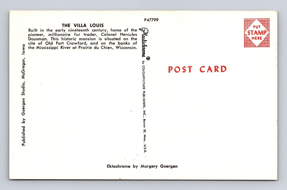 Prairie du Chien WI-Wisconsin, Villa Louis, Hercules Dousman, Vintage ...
