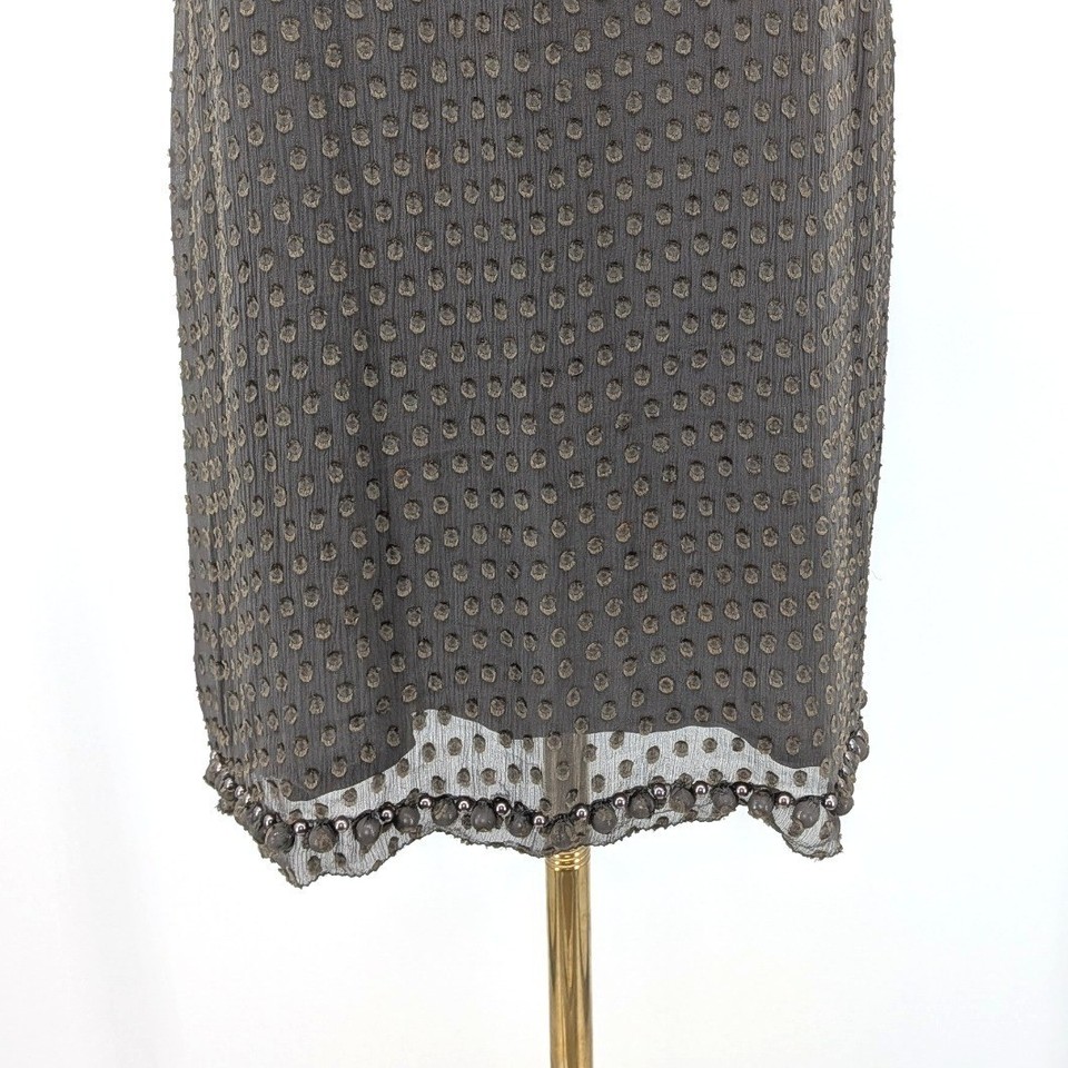 Sheri Bodell Silk Green Mini Dress with Beaded Hem Flapper Vintage Glam ...