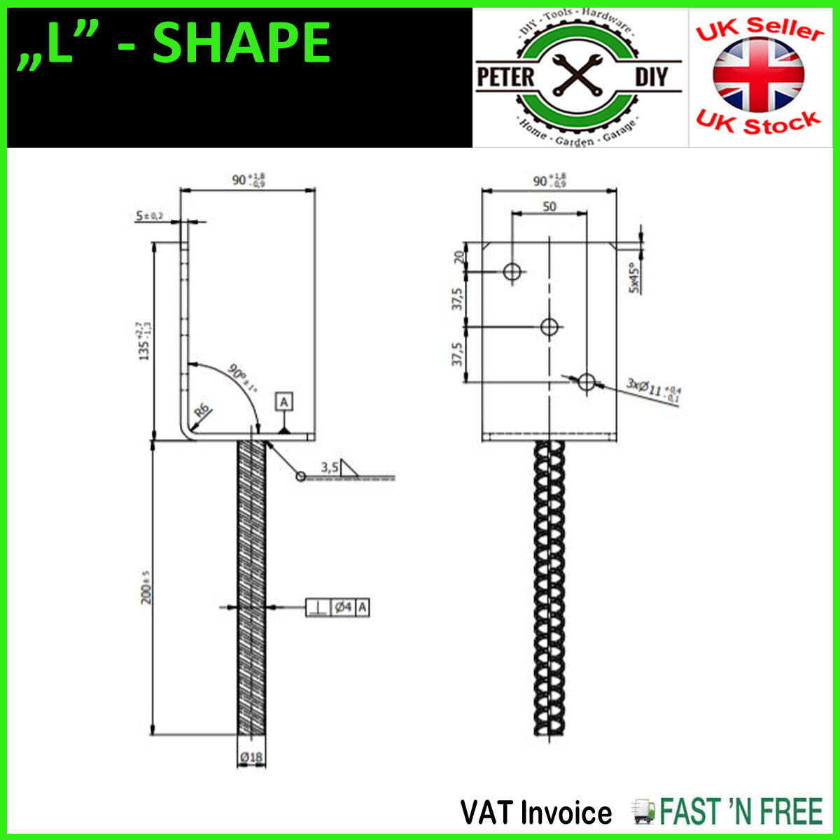 SILVER Heavy Duty Galvanised ("L" Shape) Post Fence Foot Anchors FOR ...