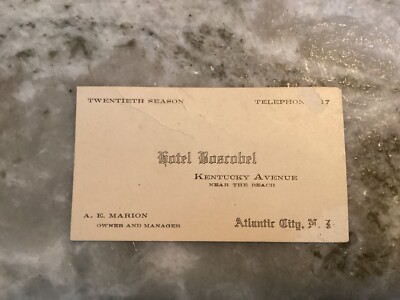 Vintage Hotel Boscobel Atlantic City A E Marion Owner Business Card | eBay
