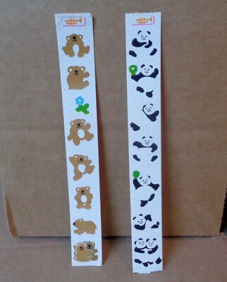 VINTAGE CARDESIGN TOOTS "KOALAS & PANDAS" BEARS 2 STICKER STRIPS MUS ...