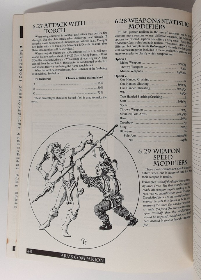 Rolemaster ARMS Companion. I.C.E. (Iron Crown Enterprises) #1120, 1993 ...