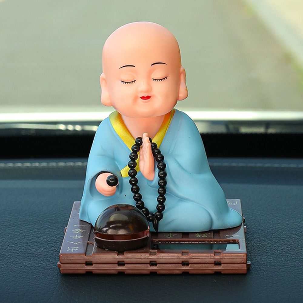 Monk Doll Figurines Statues Car Dash Board Decoration Solar Powered ...