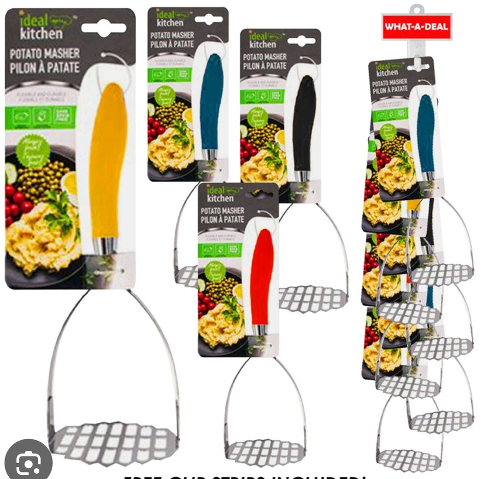 stainless steel potato masher Heavy Duty Metal Hand Masher Vegetable ...