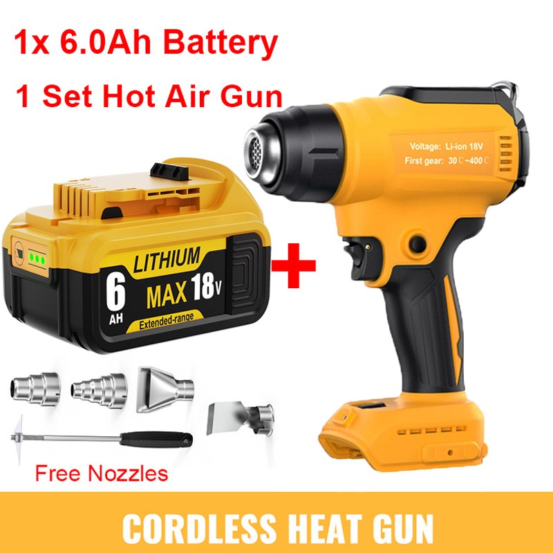Cordless Heat Gun Electric Hot Air Gun / Charger / LED Lights For ...