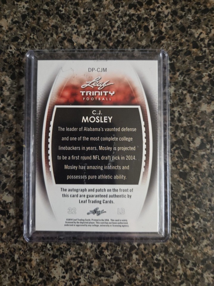 2014 Leaf Trinity - Patch Autographs C.J. Mosley #DP-CJM Silver 25 (AU ...
