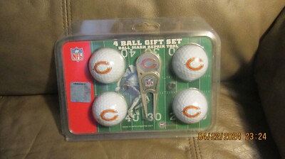 NFL Chicago Bears Football Team Premium 4 Golf Ball Gift Set w/ Divot ...