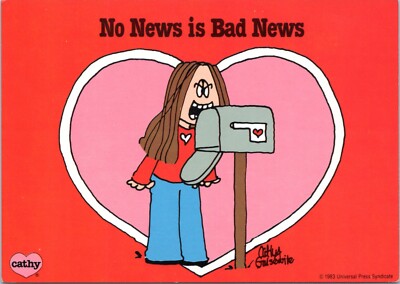 Postcard comic Cathy - No News is Bad News - Cathy biting mailbox | eBay