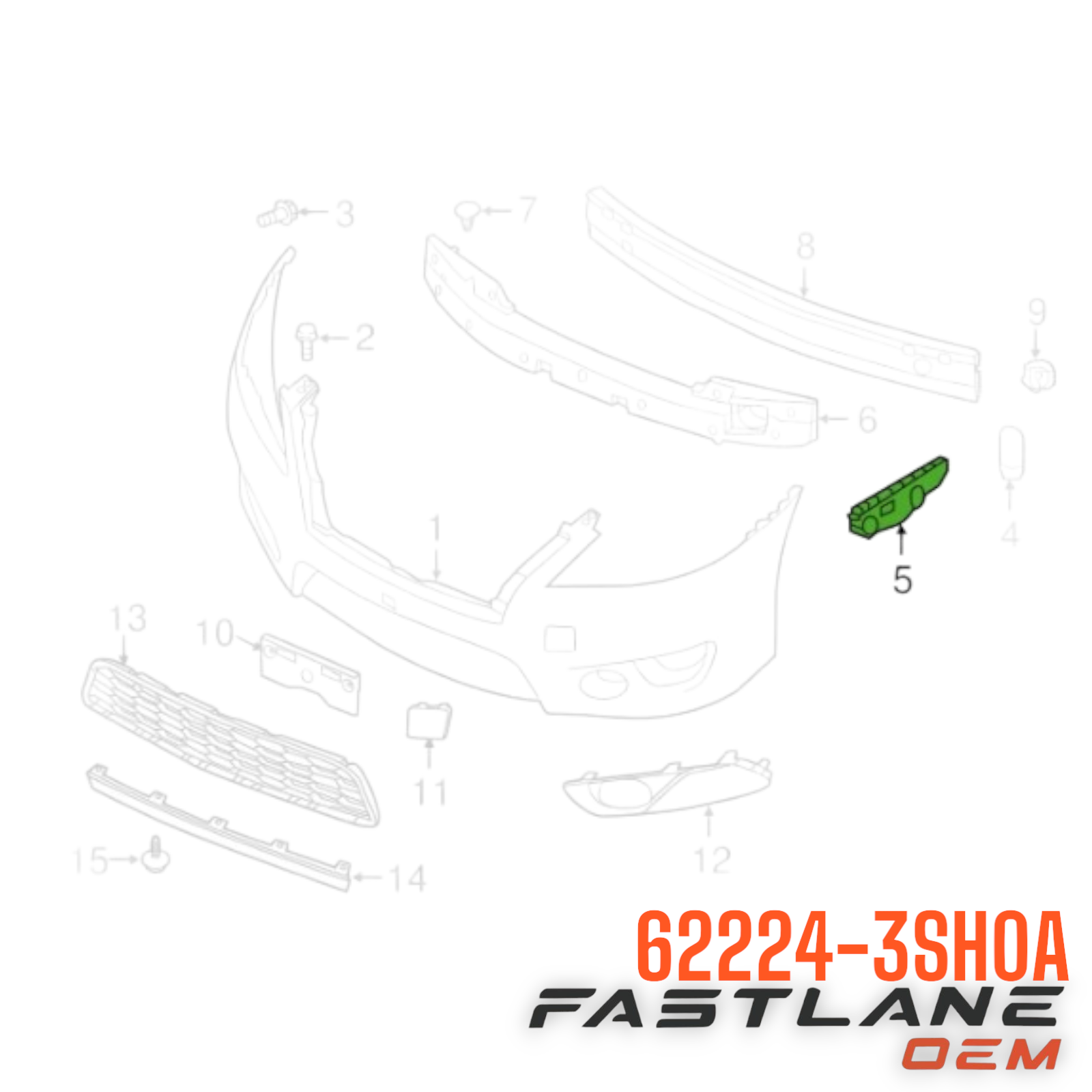 2013-2016 Nissan Sentra Front Right Side Retainer | 62224-3SH0A ...