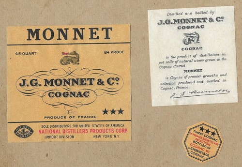 3 Vintage Original Used J.G. Monnet & Co. Produce of France Cognac ...