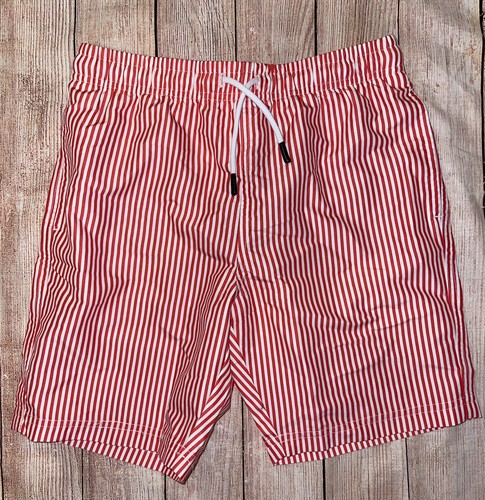 Boys 10/12 Red White Striped Swim Trunks NWT | eBay