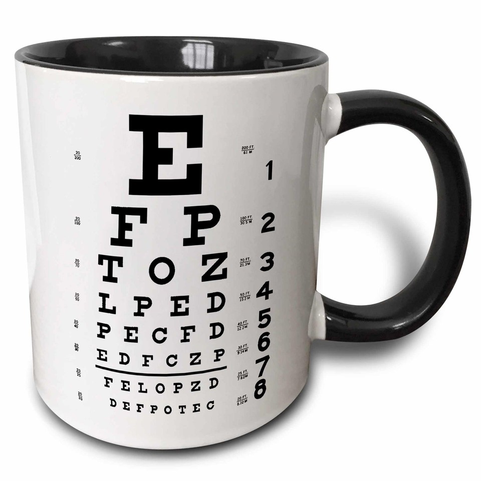3dRose Eye Chart alphabet in black Mug | eBay