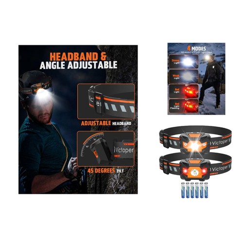 Adjustable Focus Headlamps, 2 Pack - Multi-Mode LED Lighting for All ...