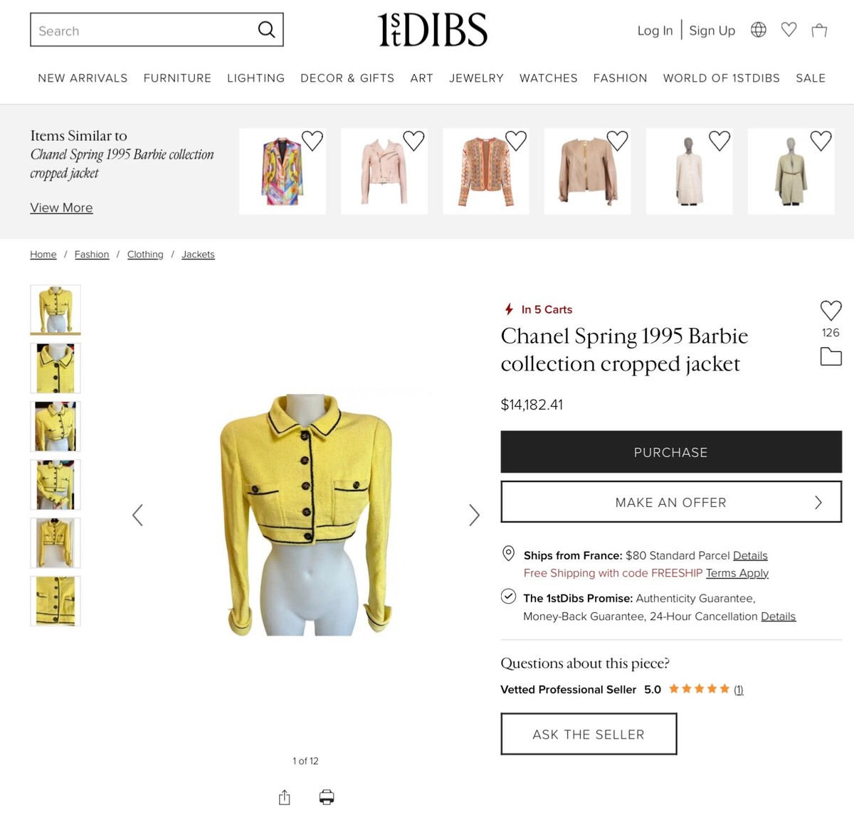 CHANEL 1995 crop yellow boucle Barbie logo runway jacket CHANEL 1995 crop yellow boucle Barbie logo runway jacket