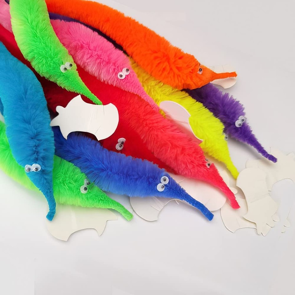 60 Pcs Magic Twisty Worm Wiggly Fuzzy Worms on a String Toys for Party ...