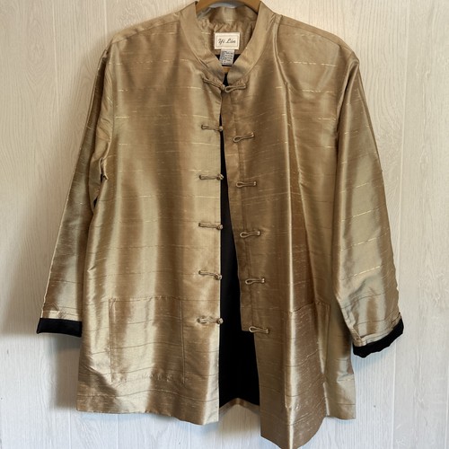 Yi Lin Gold Silk Oriental Medium Jacket Blazer | eBay