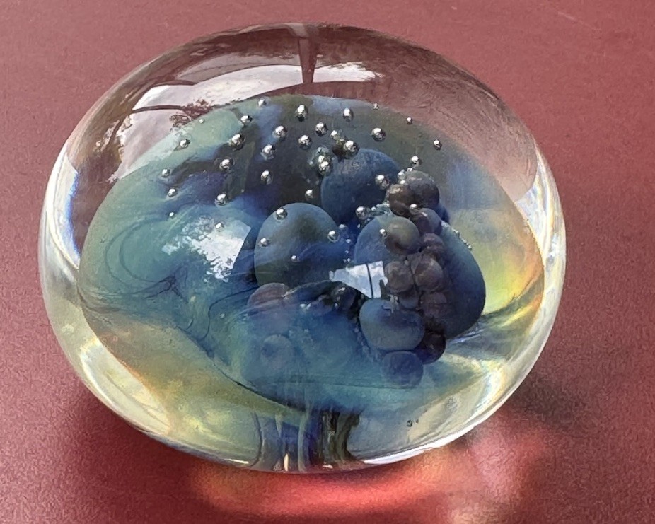 Vintage Seegers Fein Art Glass Small Blue Green Abstract Paperweight ...