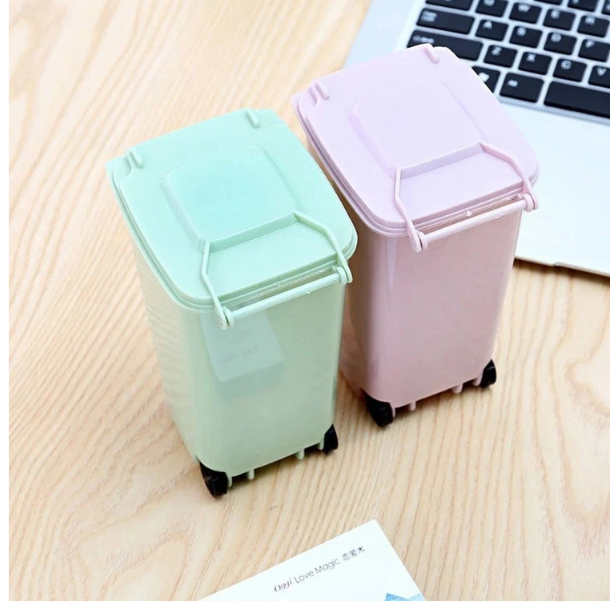 Cover Desk Dustbin Desktop Bin Mini Trash Can Garbage Storage Box Pen ...