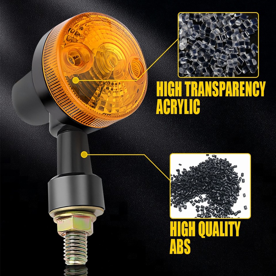4X Amber Universal Motorcycle Turn Signals Round Light Indicator Tail ...