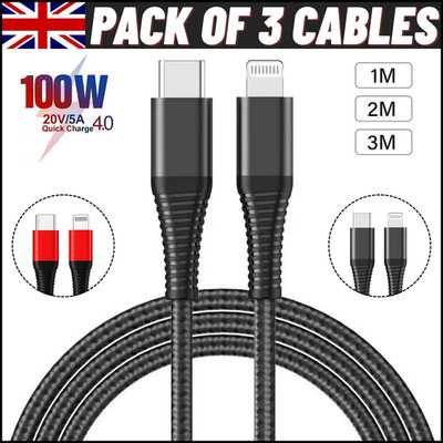 Heavy Duty Braided PD Fast Charger Lead USB C to iPhone Cable 14 13 12 ...